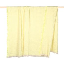 Wohndecke Pad, B:150cm L:200cm, gelb, Mischgewebe, Wohndecken, "WAFFLE, Waffelpique-Decke", Made in Europe