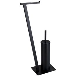 WC-Garnitur Wenko, B:15cm H:68,5cm L:30cm, schwarz, Metall, Reinigungsb&uuml;rsten, "Lirio"