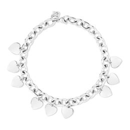 ECHTZEIT Damen Armband "Schmuck Geschenk Edelstahl Armkette Endless Love Herzen", 23cm, Edelstahl, silber, Edelstahl, Armb&auml;nder