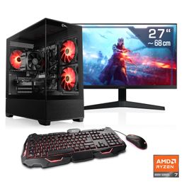 CSL Gaming-PC-Komplettsystem "AeroVision V24427", Microsoft Windows 11 Home (64 Bit), 16 GB RAM 500 GB SSD, schwarz, Computer_Komplettsysteme