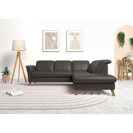 Sit & More Ecksofa SIT & MORE, B:250cm H:91cm T:220cm, grau, 100% Polyester, Wohnzimmer, Sofas, "Romero L-Form", wahlweise mit oder ohne TV-Funktion,