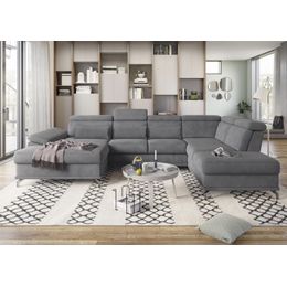 Sit & More Wohnlandschaft SIT & MORE, B:359cm H:87cm T:230cm, grau, 100% Polyester, Sofas, "Cabrio U-Form, B: 359 cm, mit Sitztiefen-, Arm- &