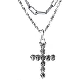 Firetti Damen Kette mit Anhänger "Schmuck Geschenk Skull Cross", Edelstahl, L: 45, schwarz, Edelstahl, Halsketten