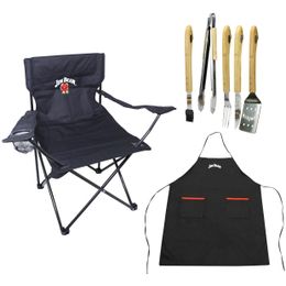 Grillbesteck-Set JIM BEAM BBQ, schwarz, Baumwolle, Holz, Kunststoff, Metall, Grillbesteck-Sets