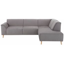 Ecksofa Home Affaire, B:263cm H:81cm T:191cm, grau, Struktur fein ( 100% Polyester);Struktur weich (92% Polyester, 8% Nylon);Luxus-Microfaser