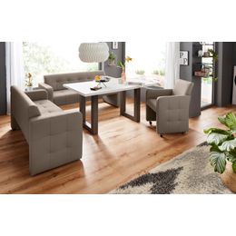 Polsterbank, B:162cm H:82cm T:68cm, beige, exxpo - SOFA FASHION, Microfaser (Zusammensetzung: 100% Polyester);Lederfaserstoff (Grundgewebe 41%