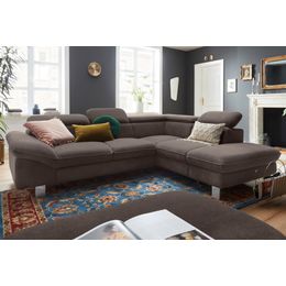Ecksofa COTTA, B:266cm H:73cm T:214cm, braun, Struktur (100% Polyester);Chenille (90% Polyester, 10% Polyamid), Wohnzimmer, Sofas, "Driver L-Form",