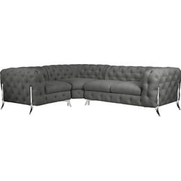 Chesterfield-Sofa Home Affaire, B:264cm H:75cm T:204cm, grau, Struktur (100% Polyester);Samtoptik (100% Polyester), Sofas, "Amaury L-Form", moderne