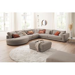 Ecksofa 3C CANDY, B:395cm H:86cm T:225cm, grau, 85% Polyester, 15% Viskose, Wohnzimmer, Sofas, "Enisa II, bequem und komfortabel, Mega Familiensofa,