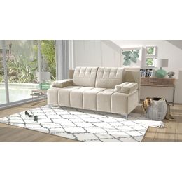 3-Sitzer, B:202cm H:86cm T:103cm, beige, exxpo - SOFA FASHION, Sofas, "Sinus Schlafsofa, Dauerschläfer, Bettkasten, mit Federkernpolsterung", bequem,