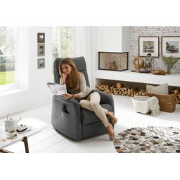 Sessel Hukla, B:78cm H:108cm T:90cm, grau, Wohnzimmer, Sessel, "HU-RV15025", Wahlweise 1- oder 2-motorische Verstellung, inkl. Aufstehhilfe