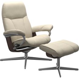 stressless "Consul" Set, Relaxsessel mit Hocker, mit Hocker, mit Cross Base, Gr&ouml;&szlig;e S, M & L, Holzakzent Wenge