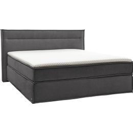 Boxspringbett Musterring, B:200cm L:215cm, grau, Komplettbetten, "JustB SC100", schwebende Optik, inklusive Topper, verschiedene Farben, 180 x 200 cm