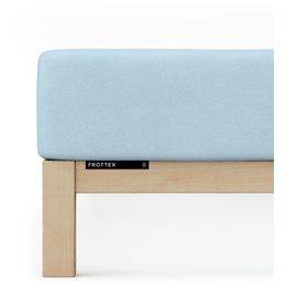 Bettlaken Schlafgut, L:200cm, blau, Frottee, Obermaterial: 75% Baumwolle, 25% Polyester, Bettlaken, "Frottex Spannbettlaken", MADE IN GREEN by