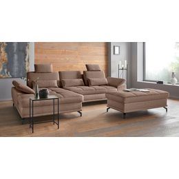 Ecksofa Places of Style, B:301cm H:89cm T:176cm, braun, 100% Polyester;Samtoptik (100% Polyester), Wohnzimmer, Sofas, "Costello L-Form, B: 301 cm mit