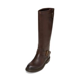 Marc O'Polo MARC O'POLO Damen Stiefel "mit zwei dekorativen Riemen", Gr. 37, braun, Obermaterial: 100% Leder (Rind), unifarben, Schuhe