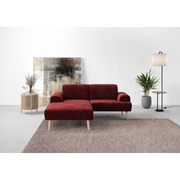 Ecksofa Andas, B:192cm H:83cm T:176cm, rot, 100% Polyester, Wohnzimmer, Sofas, "Swift Scandic Design, komfortabler Federkern, Breite 192cm, L-Form",