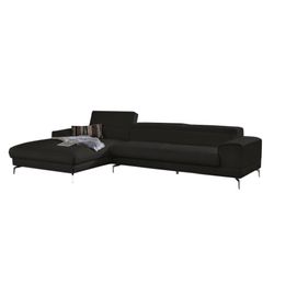 Ecksofa W.Schillig, B:343cm H:70cm T:193cm, schwarz, Longlife Xtra-Leder Z59: Glattleder mit modischer Pr&auml;gung. Hautst&auml;rke 0, 9 - 1, 1 mm,