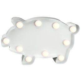 MARQUEE LIGHTS LED Dekolicht "Pig", 10, H: 14cm, 1 Stk., weiß, Leuchten, Wandlampe, Tischlampe Schwein, Tier mit 10 Leuchtmittel - 23x14 cm