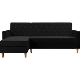 Ecksofa, B:213cm H:82cm T:154cm, schwarz, COSMOLIVING BY COSMOPOLITAN, Veloursstoff 100% Polyester, Wohnzimmer, Sofas, "Liberty, L-Form", mit