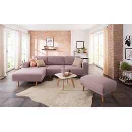 Ecksofa Home Affaire, B:273cm H:90cm T:167cm, rosa, Struktur fein( 100% Polyester);Filzoptik (100% Polyester);Luxus-Microfaser (100% Polyester),