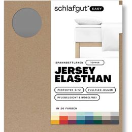 Spannbettlaken Schlafgut, grau, Jersey, Obermaterial: 95% Baumwolle, 5% Elasthan, Bettlaken, "EASY Jersey Elasthan Topper", MADE IN GREEN by OEKO-TEX