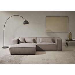 Ecksofa, B:267cm H:66cm T:167cm, braun, LeGer Home by Lena Gercke, 100% Polyester, Wohnzimmer, Sofas, "PIARA mit Kedernaht, Cord, Leinenoptik o.