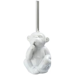 WC-Garnitur Wenko, B:14cm H:20cm L:14,5cm, wei&szlig;, Keramik, Reinigungsb&uuml;rsten, "Monkey", Keramik
