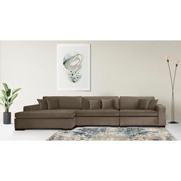 Ottomane Home Affaire, B:310cm H:86cm T:100cm, grau, 100% Polyester, Sofas, "Skara L-Form", Lounge-Sofa mit Federkernpolsterung, in vielen