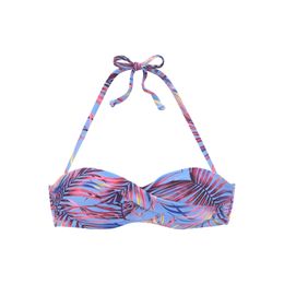 Lascana Damen B&uuml;gel-Bandeau-Bikini-Top "Breese", blau, Gr. 32, bedruckt, Recycling-Polyamid, Bikini-Oberteile, im tropischen Design