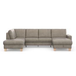 Wohnlandschaft Home Affaire, B:314cm H:91cm T:170cm, grau, 95% Polyester, 5% Polyamid, Sofas, "Summer U-Form", mit oder ohne Bettfunktion und
