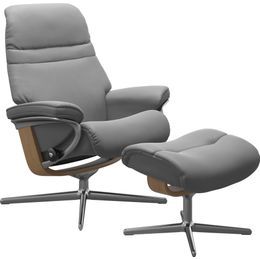 stressless "Sunrise" Set, Relaxsessel mit Hocker, mit Hocker, mit Cross Base, Gr&ouml;&szlig;e S, M & L, Holzakzent Eiche