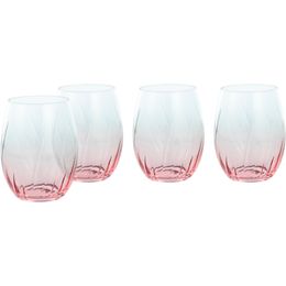 Creatable Longdrinkglas "Swirly Spring, Longdrinkgl&auml;ser-Set, 4-tlg.", &Oslash; 7,5cm x 10,5cm, 360ml, 4 Stk., bunt, Trinkgef&auml;&szlig;e, Rillen Relief, Modern,