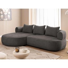 Ecksofa Home Affaire, B:257cm H:78cm T:159cmdunkelgrau, 100% Polyester, Wohnzimmer, Sofas, "LUSSAC L-Form Design-Sofa mit Zierkissen, Ma&szlig;e B/T/H: