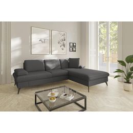Sit & More Ecksofa SIT & MORE, B:247cm H:83cm T:171cm, grau, 95% Polyester, 5% Polyamid, Wohnzimmer, Sofas, "Morris Jubi L-Form, B: 247 cm", mit Armteilfunktion