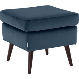 Polsterhocker Home Affaire, B:52cm H:49cm T:52cm, blau, Struktur Hahnentritt (67% Polypropylen, 33% Polyester);Samtoptik (100% Polyester);Fellimitat