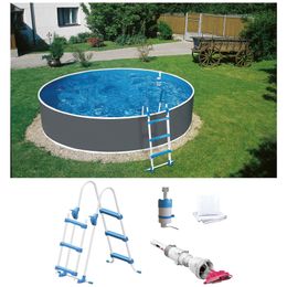 Rundpool MY POOL BWT, H:0,9cm &Oslash;:4cm, grau, Schwimmbecken, Inkl. Akku-Bodensauger BWT BC 02