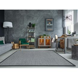 Teppich Dekowe, B:120cm H:10mm L:170cmschiefer, Kunstfaser, Wohnzimmer, Teppiche, "BasicS2 Fischgrat", Fischgr&auml;t Design, mit Bord&uuml;re, In- und Outdoor