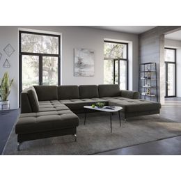 Sit & More Wohnlandschaft SIT & MORE, B:332cm H:84cm T:226cm, grau, Sofas, "Bendigo U-Form", inklusive Sitztiefenverstellung, Bodenfreiheit 12 cm, in 2 Fu&szlig;farben
