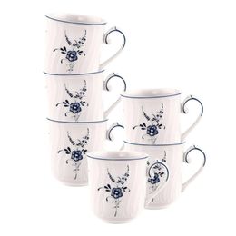 Villeroy & Boch VILLEROY & BOCH Becher "Kaffeebecher Vieux Luxembourg 290 ml 6er Set weiß-blau", weiß, Trinkgefäße