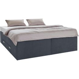 Boxspringbett, B:180cm L:200cm, grau, Westfalia Schlafkomfort, Bezug Bett: Feinstrukturstoff (77% Polyester, 23%Viskose) oder Microfaser (100%