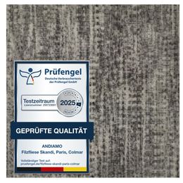 ANDIAMO Teppichfliese "Paris Nadelfilz", B : 40cm 1 Stk., 4mm, 4 qm qm, L: 40cm, grau, Teppiche, 40x40 cm, selbstklebend, robust & strapazierf&auml;hig,