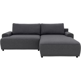 Ecksofa Trendmanufaktur, B:250cm H:82cm T:167cm, grau, 100% Polyester, Wohnzimmer, Sofas, "Fordon, Schlafsofa mit Bettkasten, Couch in L-Form, Breite