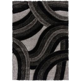 Hochflor-Teppich FLAIR RUGS, B:200cm H:25mm L:290cm, grau, Kunstfaser, Teppiche, "Velvet Shaggy", Shaggy Teppich
