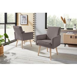 Sessel, B:64cm H:89cm T:67cm, grau, exxpo - SOFA FASHION, Wohnzimmer, Sessel, "Lungo, Loungesessel mit moderner Kedernaht, bequem und elegant",