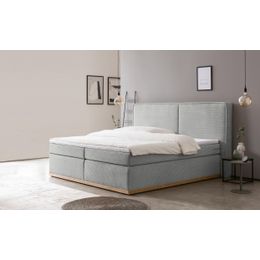 Boxspringbett Home Affaire, B:215cm L:212cm, grau, 100% Polyester, Jugendzimmer, Komplettbetten, "SHERWOOD Cord Hotelbett, Polsterbett Premiumbett