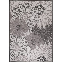 Teppich Sanat, B:160cm H:6mm L:230cm, grau, Kunstfaser, Wohnzimmer, Teppiche, "Floral 2 Outdoor", In- und Outdoor geeignet, Blumen, Balkon, Terrasse,
