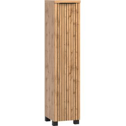 Midischrank Welltime, B:30cm H:130cm T:35cm, braun, Holzwerkstoff, Badezimmer, Schr&auml;nke, Welltime, Breite 30 cm, reversibel, 1 T&uuml;r, ged&auml;mpft