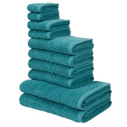 Handtuch Set my home, blau, Frottier, Obermaterial: 100% Baumwolle, Handtuch-Sets, "Regona, als 10 tlg Set und Serie, Premium Handt&uuml;cher, 500 gr/m&sup2;",