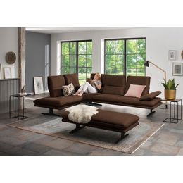 Ecksofa W.Schillig, B:284cm H:94cm T:224cm, braun, Stoff S37 (100% Polyester): Luxus-Microfaser in Lederoptik, Wohnzimmer, Sofas, "broadway,